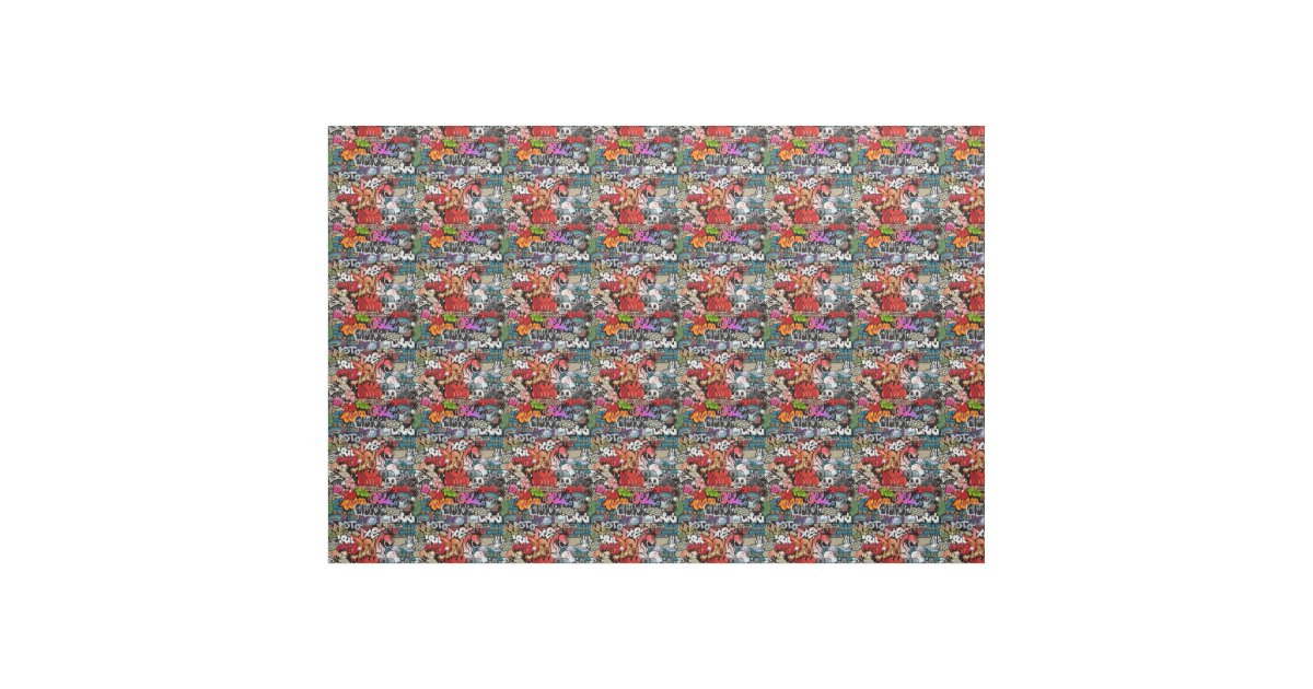 Urban dynamic street art Graffiti art pattern Fabric | Zazzle