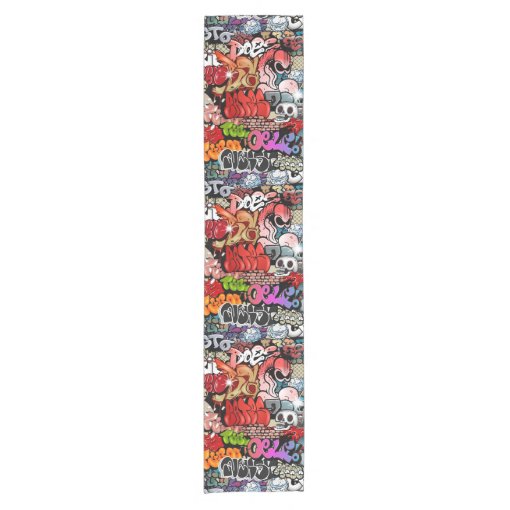 Urban dynamic street art Graffiti art pattern Short Table Runner | Zazzle