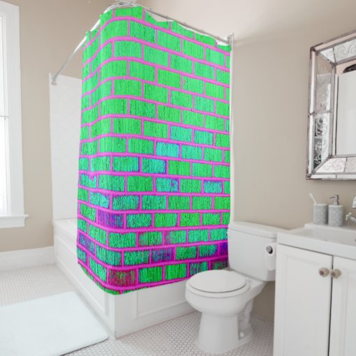 Urban Neon Brick Wall Shower Curtain | Zazzle