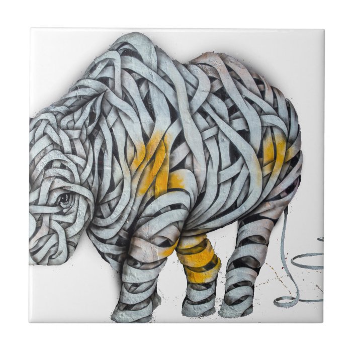 Urban Street Art: Ribbon Rhinoceros Tile | Zazzle.com