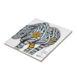 Urban Street Art: Ribbon Rhinoceros Tile | Zazzle