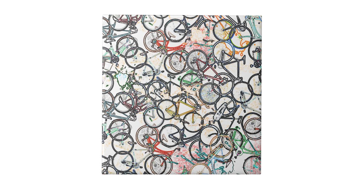 urban style bicycle pattern ceramic tile | Zazzle