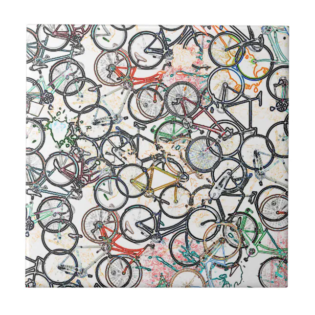 urban style bicycle pattern ceramic tile | Zazzle
