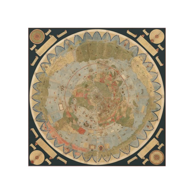 URBANO MONTE'S 1587 Earth Map On Wood Canvas | Zazzle