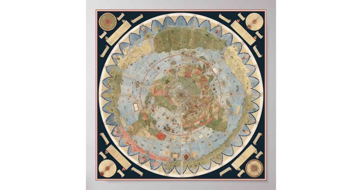 URBANO MONTE'S 1587 Earth Map Poster | Zazzle