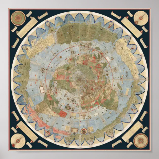 URBANO MONTE'S 1587 Earth Map Poster | Zazzle
