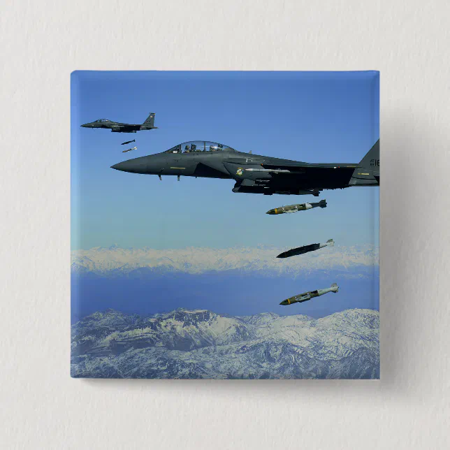 US Air Force F-15E Strike Eagle aircraft Button | Zazzle