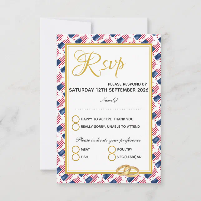 US AMERICA Christian Scripture Custom Wedding RSVP Card | Zazzle
