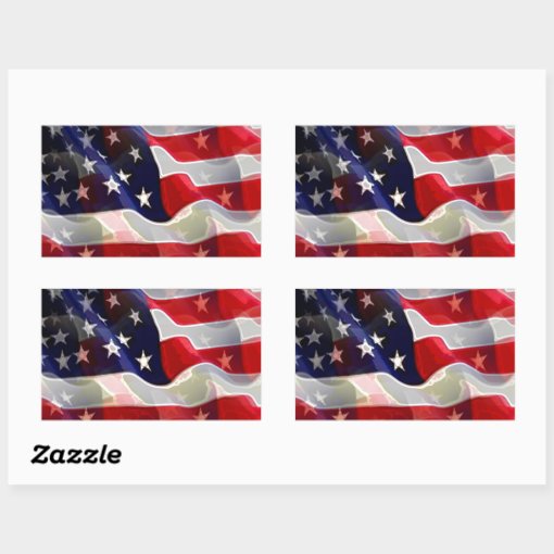 US American Flag Rectangular Sticker | Zazzle