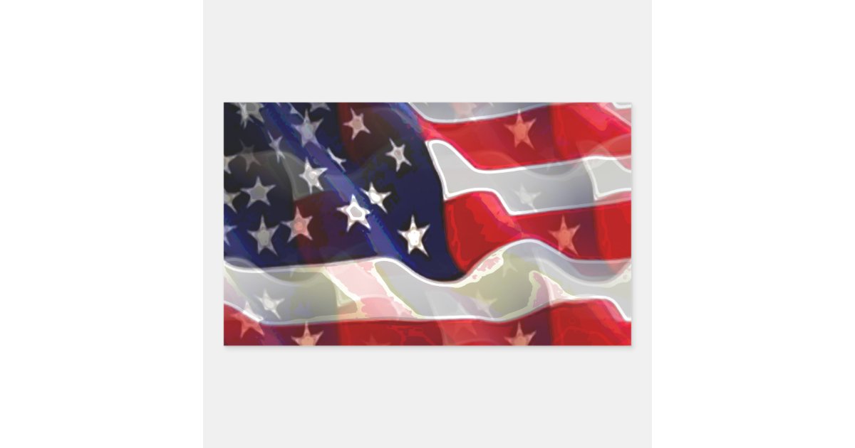 US American Flag Rectangular Sticker | Zazzle