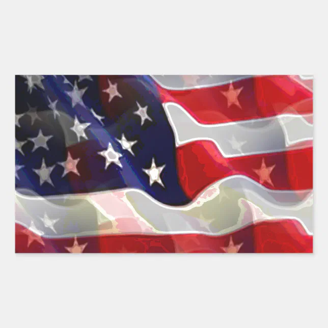 US American Flag Rectangular Sticker | Zazzle
