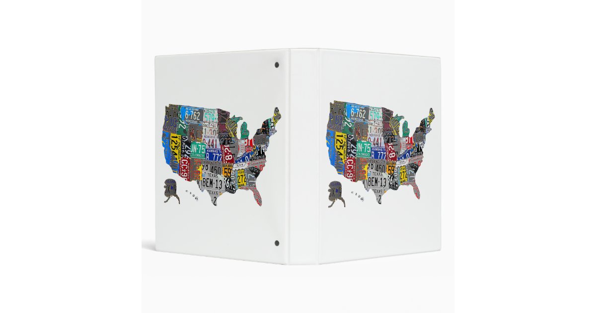 US American United States Map Flag License Plate A 3 Ring Binder | Zazzle