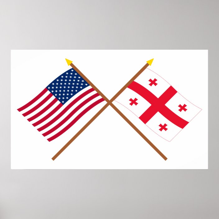 US and Georgia Republic Crossed Flags Poster | Zazzle.com