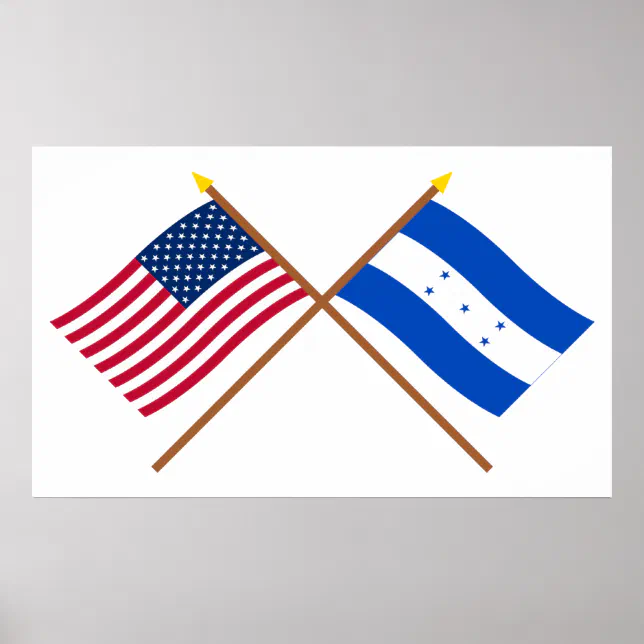 US and Honduras Crossed Flags Poster | Zazzle