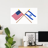 US and Israel Crossed Flags Poster | Zazzle