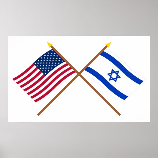 US and Israel Crossed Flags Poster | Zazzle.com