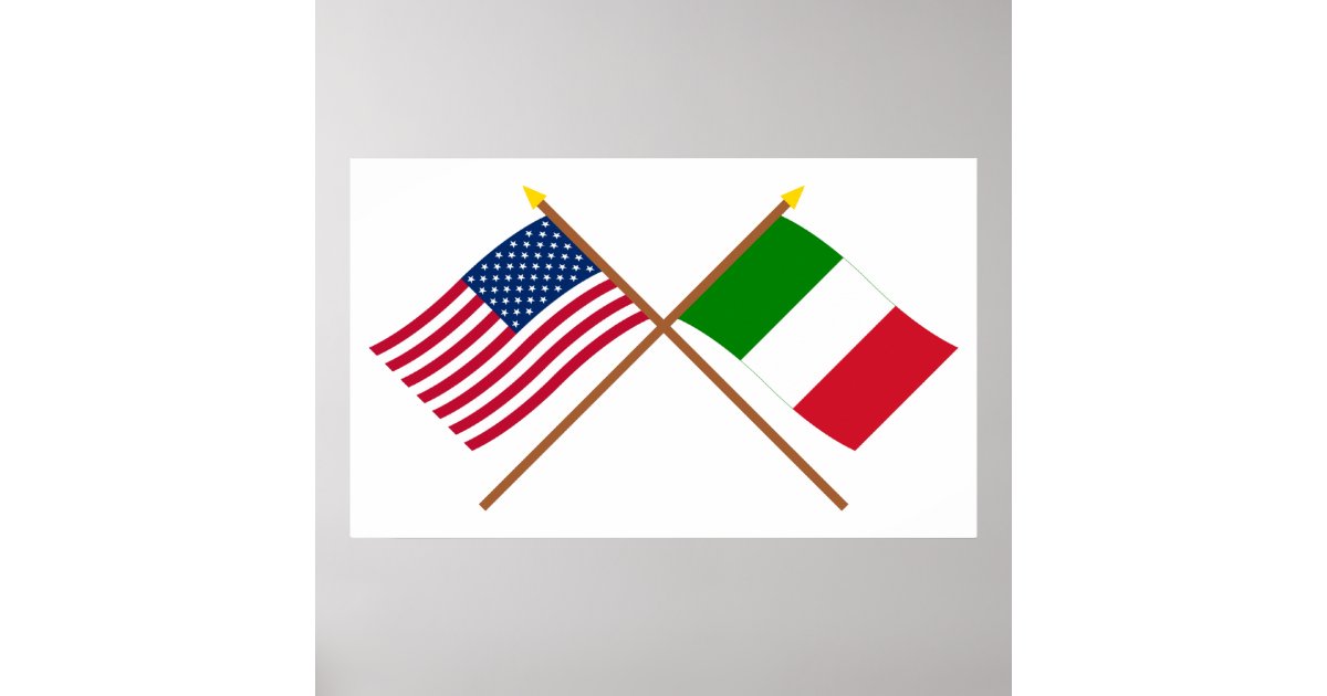 US and Italy Crossed Flags Poster | Zazzle