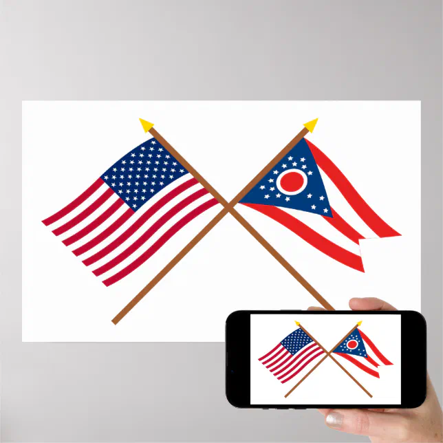 US and Ohio Crossed Flags Poster | Zazzle
