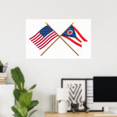 US and Ohio Crossed Flags Poster | Zazzle