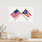 US and Ohio Crossed Flags Poster | Zazzle