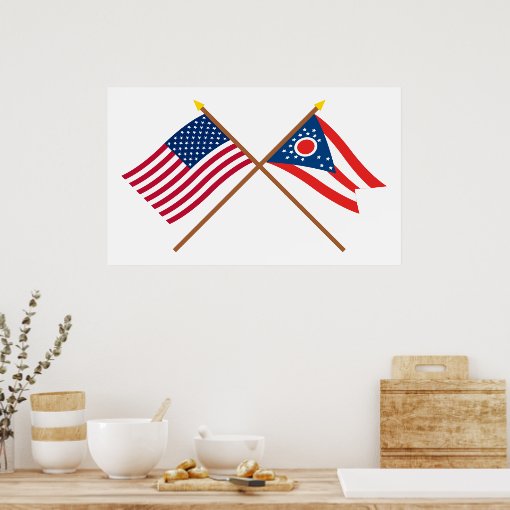 US and Ohio Crossed Flags Poster | Zazzle