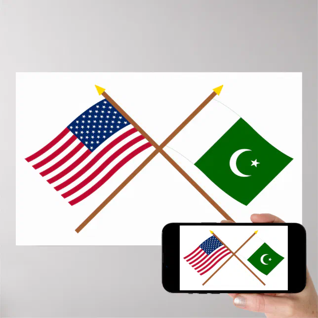 US and Pakistan Crossed Flags Poster | Zazzle