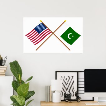 US and Pakistan Crossed Flags Poster | Zazzle