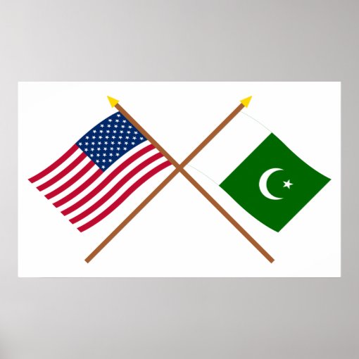 US and Pakistan Crossed Flags Poster | Zazzle