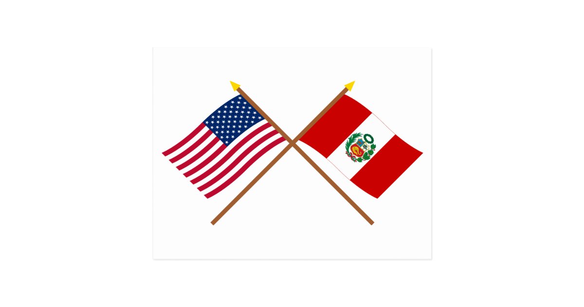 US and Peru Crossed Flags Postcard | Zazzle.com