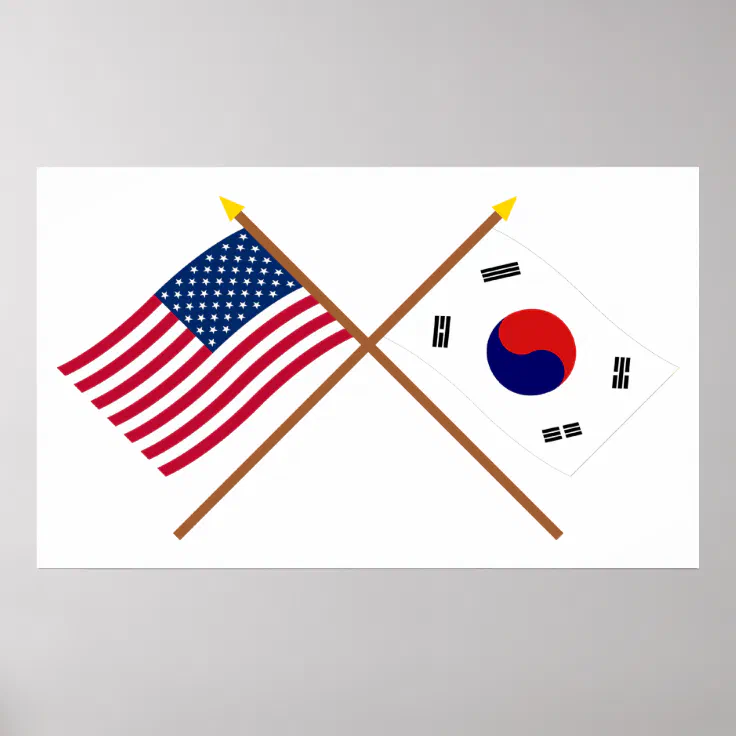 US and South Korea Crossed Flags Poster | Zazzle