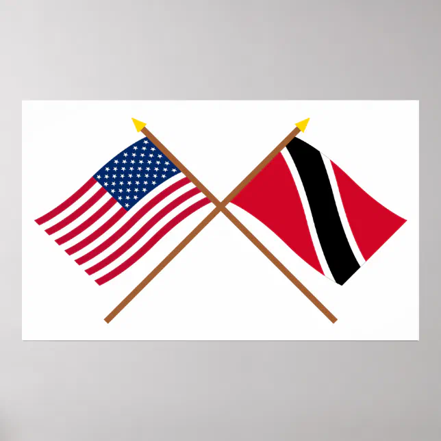 US and Trinidad & Tobago Crossed Flags Poster | Zazzle