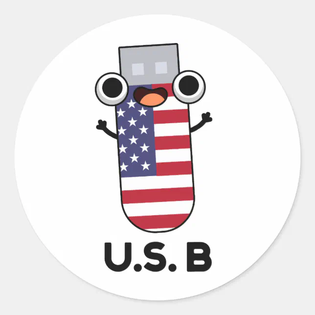 US B Funny United States Pun Classic Round Sticker | Zazzle