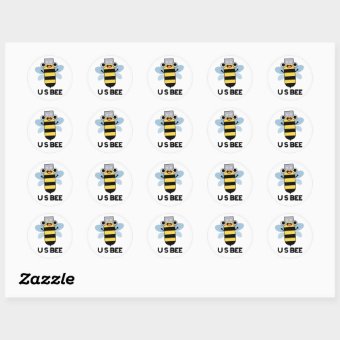 US Bee Funny USB Technical Pun Classic Round Sticker | Zazzle