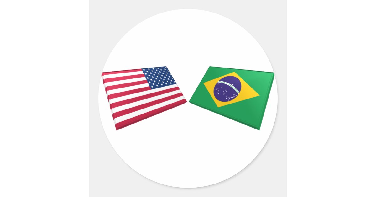 US & Brazil Flags Classic Round Sticker | Zazzle