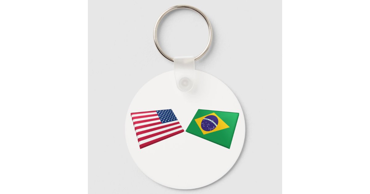 US & Brazil Flags Keychain | Zazzle