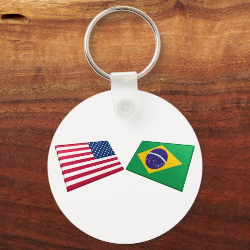 US & Brazil Flags Keychain | Zazzle