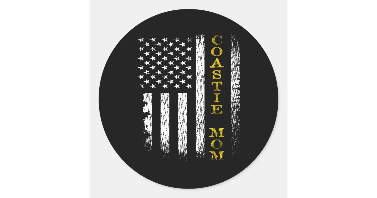Us Coast Guard Uscg Coastie Mom Flag Classic Round Sticker | Zazzle