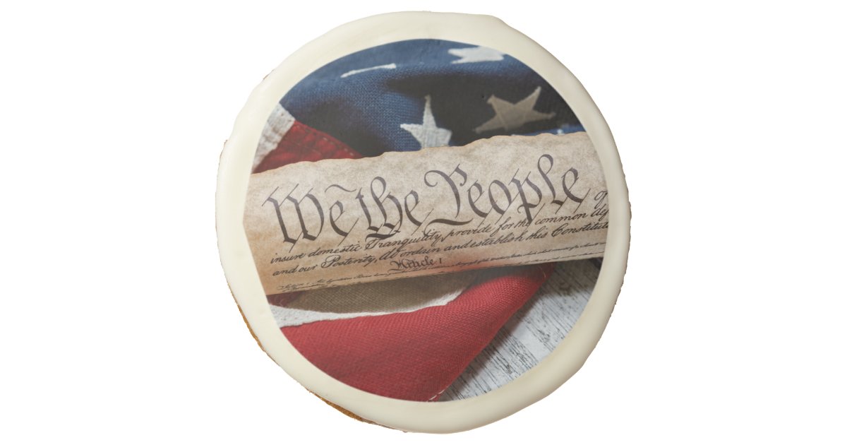 US Constitution and Flag Sugar Cookie | Zazzle