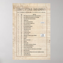 US Constitutional Amendments Poster | Zazzle