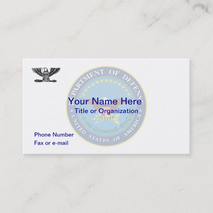 US Department of Defense O6 Business Card | Zazzle.com