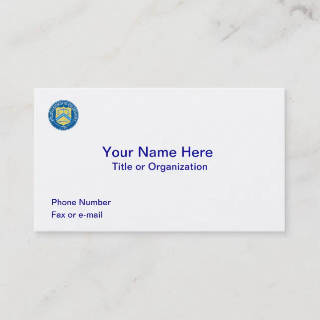 US Department of Treasury Business Card | Zazzle