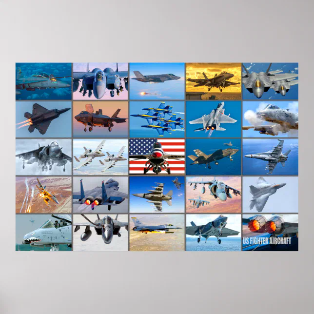 US FIGHTER AIRCRAFT “MONTAGE” POSTER | Zazzle