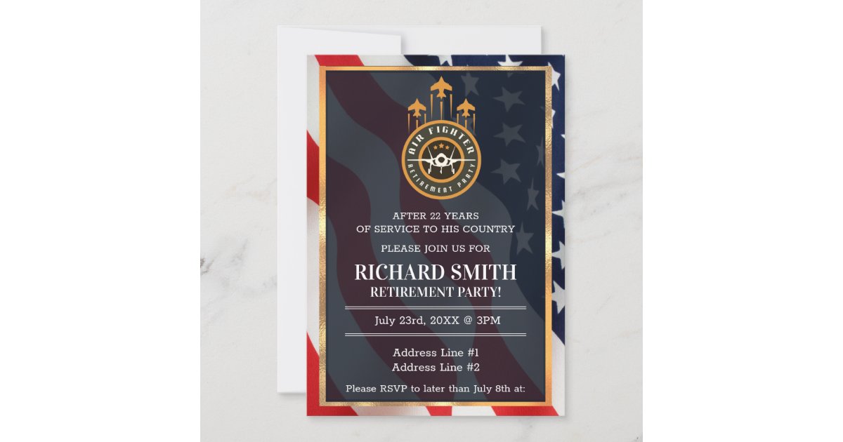 US FLAG / Air Force Retirement Invitations | Zazzle
