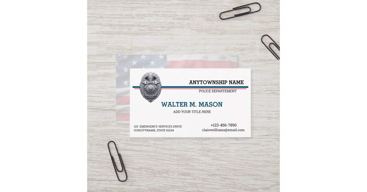 US Flag Blue Line Police Badge Business Card | Zazzle