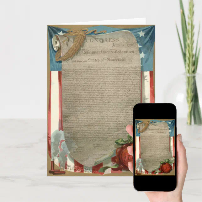 US Flag Declaration of Independence 1776 Card | Zazzle