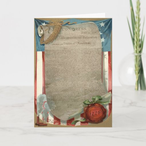 US Flag Declaration of Independence 1776 Card | Zazzle