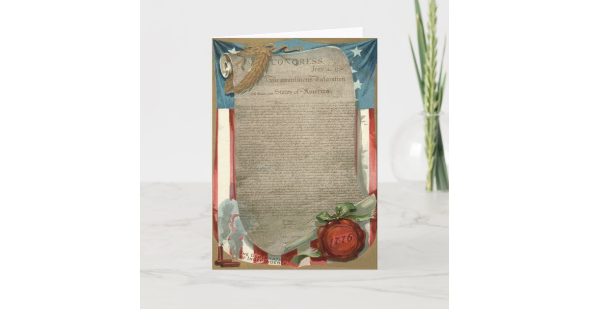 US Flag Declaration of Independence 1776 Card | Zazzle
