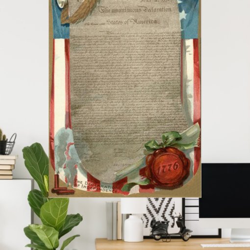 US Flag Declaration of Independence 1776 Poster | Zazzle