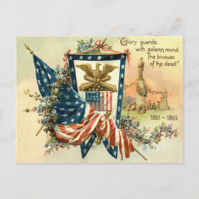 US Flag Flower Civil War Eagle Memorial Day Postcard | Zazzle