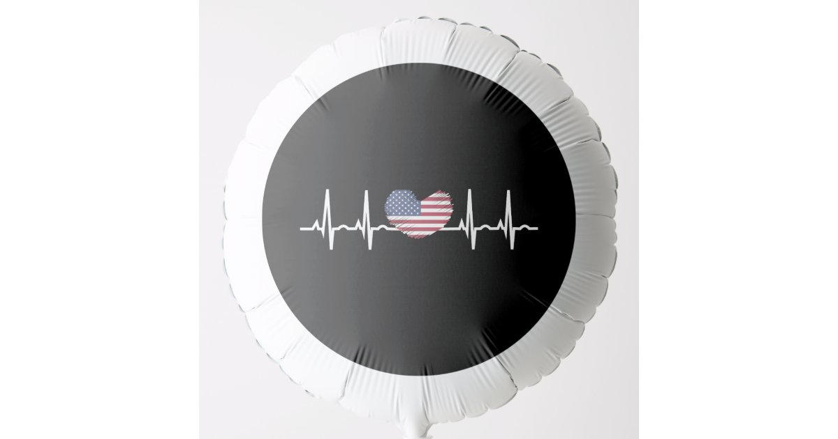 US Flag Heartbeat ECG Electrocardiography Balloon | Zazzle